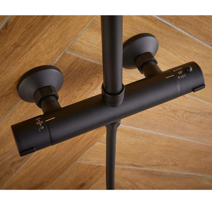 Spey Series 2 Black Dual Head Thermostatic Shower Kit - Highlife Bathrooms