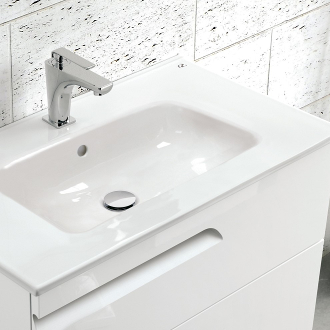 Royo Vitale 600mm 2 Drawer Wall Unit & Square Ceramic Basin in Gloss ...