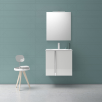 Royo Onix 600mm 2 Door Wall Unit & Slim Basin in Gloss White, F06605+F04813