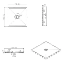 Gio Slate Shower Tray 800mm x 800mm Black Slate