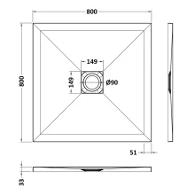 Nuie Black 800mm Slimline Square Shower Tray