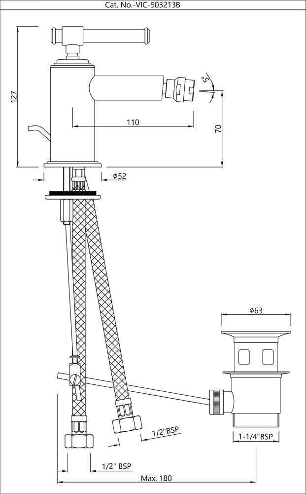 Artize VIC Chrome Single Lever Bidet Mixer With Popup Waste