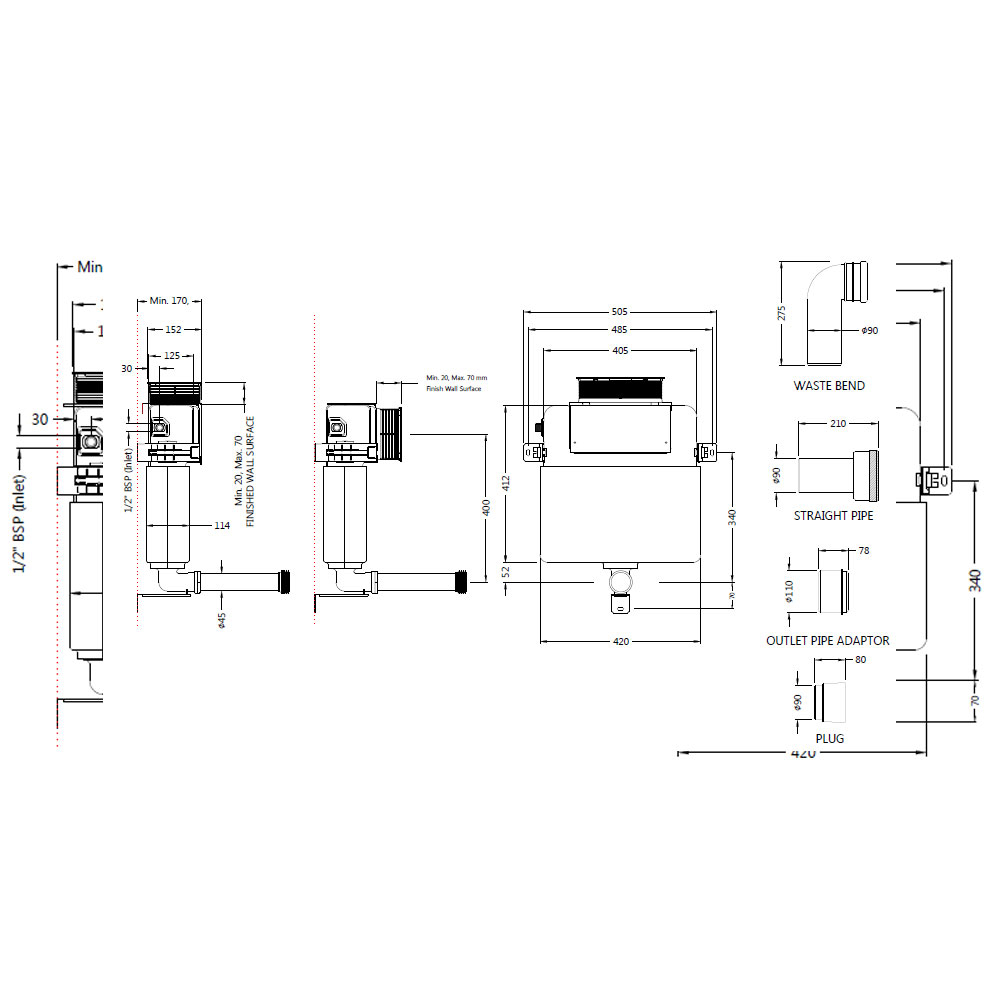 Jaquar Slim In-Wall Floor Mounting Back To Wall Toilet Cistern Body