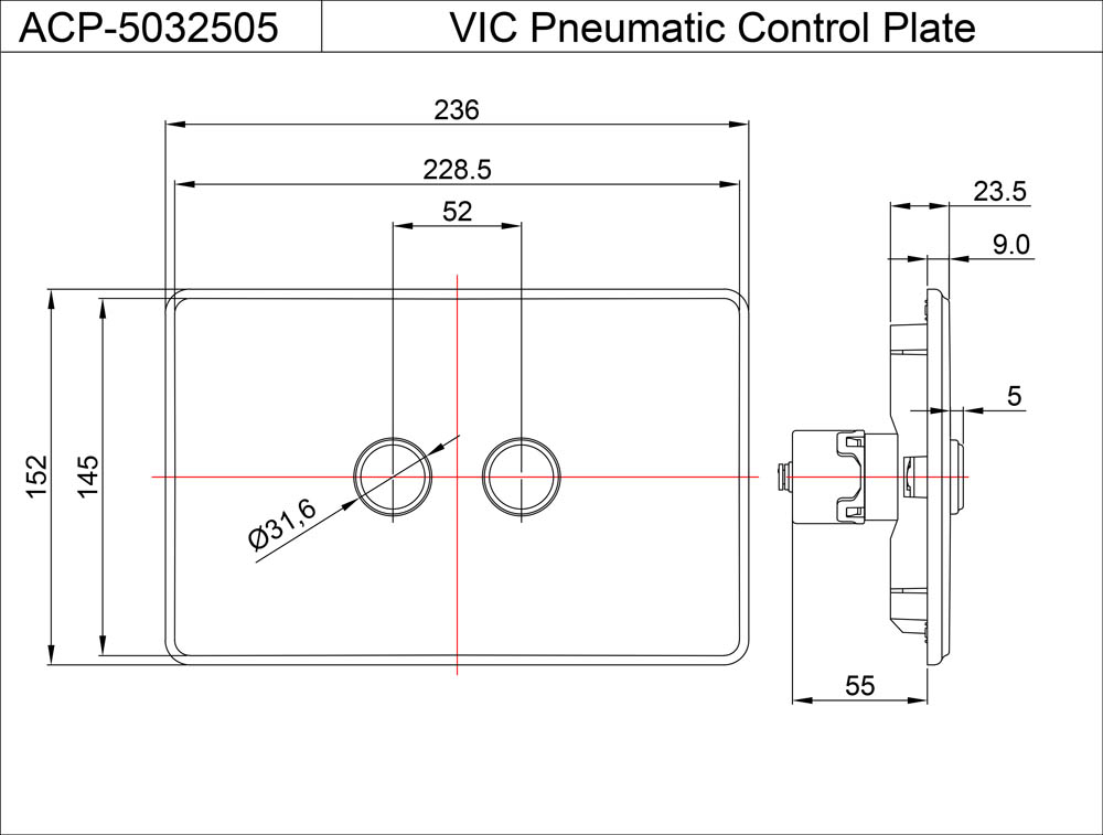 Artize VIC Pneumatic Control Plate In Chrome