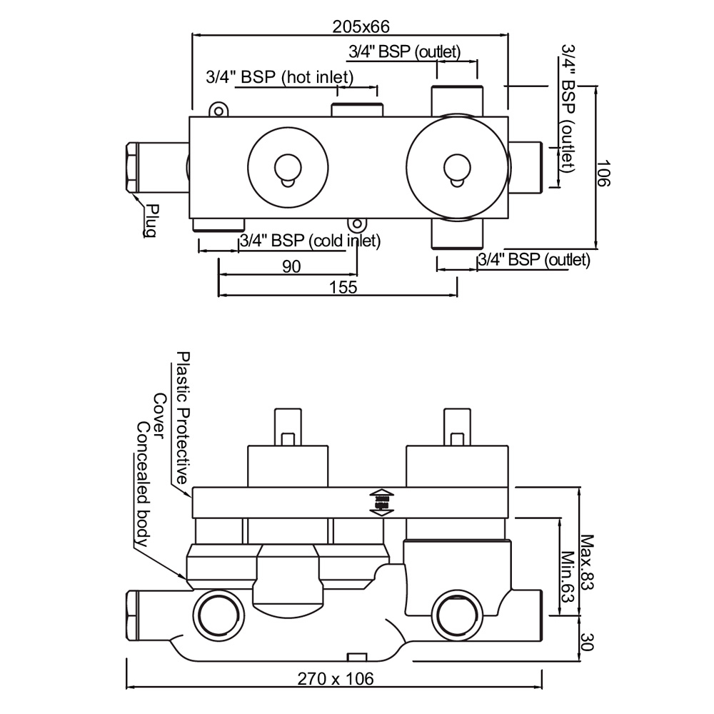 Jaquar Kubix Prime Blush Gold 3 Outlet Thermostatic Shower Mixer ...