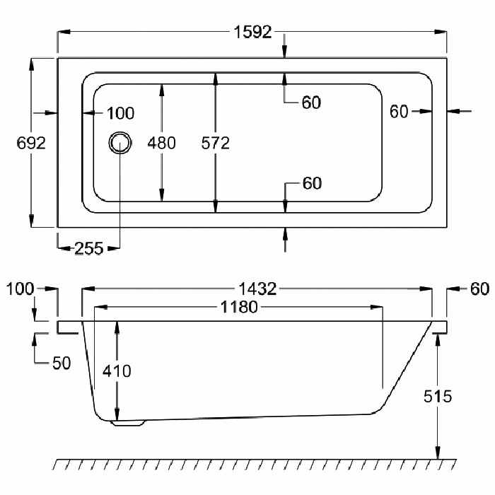 Carron Quantum 1600 x 700 Single Ended Bath 5mm, 02143 | Rubberduck ...