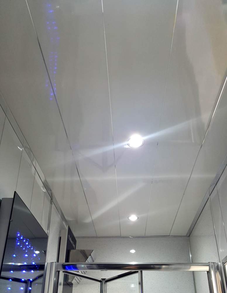 Neptune 200 White & Chrome Strip Flat Panel - Moderna PVC Plastic Wall ...