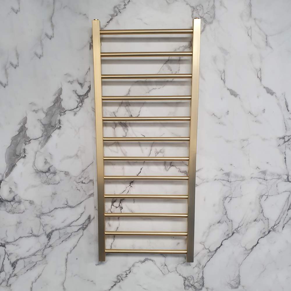 Scudo Vibe 500 x 800mm Brushed Brass Towel Radiator, VI-80-50-BB