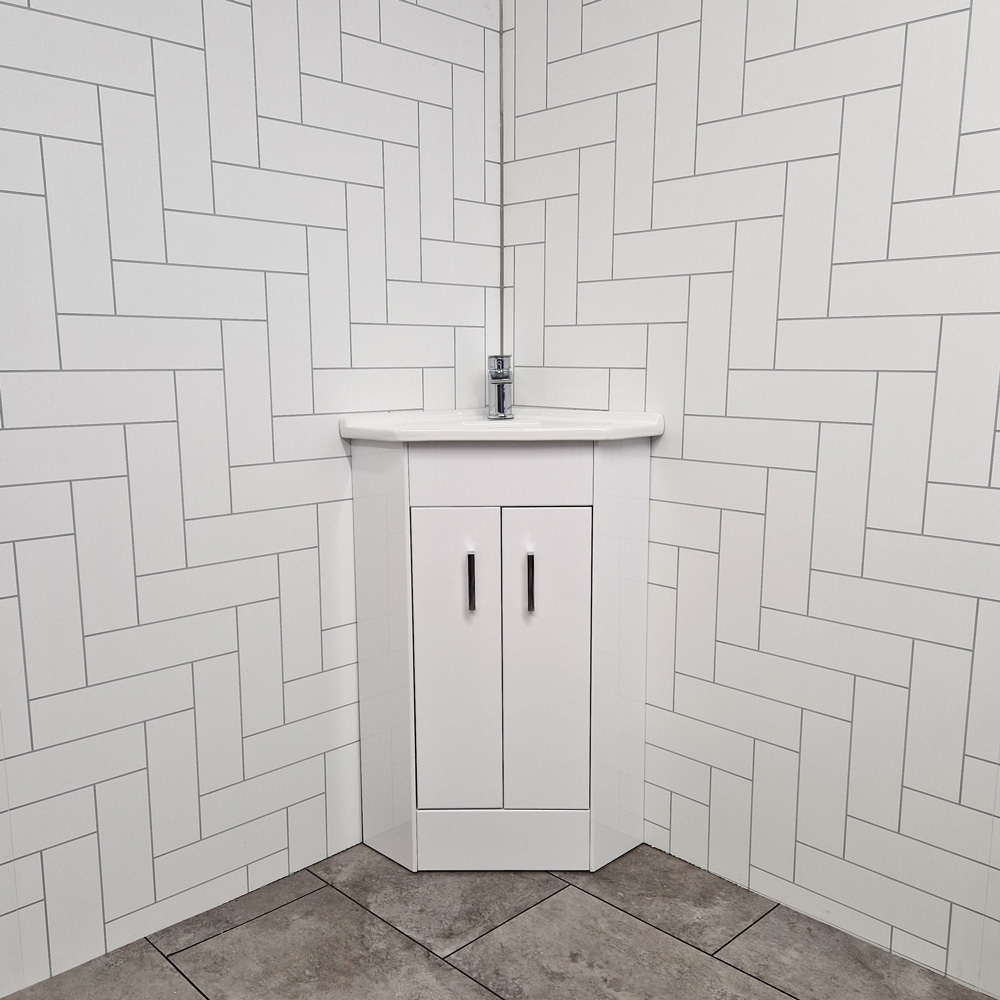 White Straight Herringbone MEGAboard Grout Line 1m Wide PVC Wall Panels