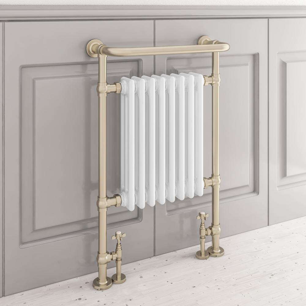 Eastbrook Isbourne Brushed Brass Traditional Towel Radiator - 41.0709 ...