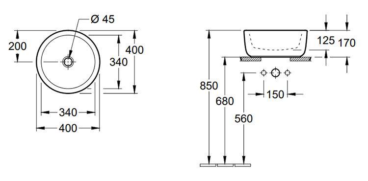 Villeroy & Boch Architectura Round Counter Top Basin 400mm