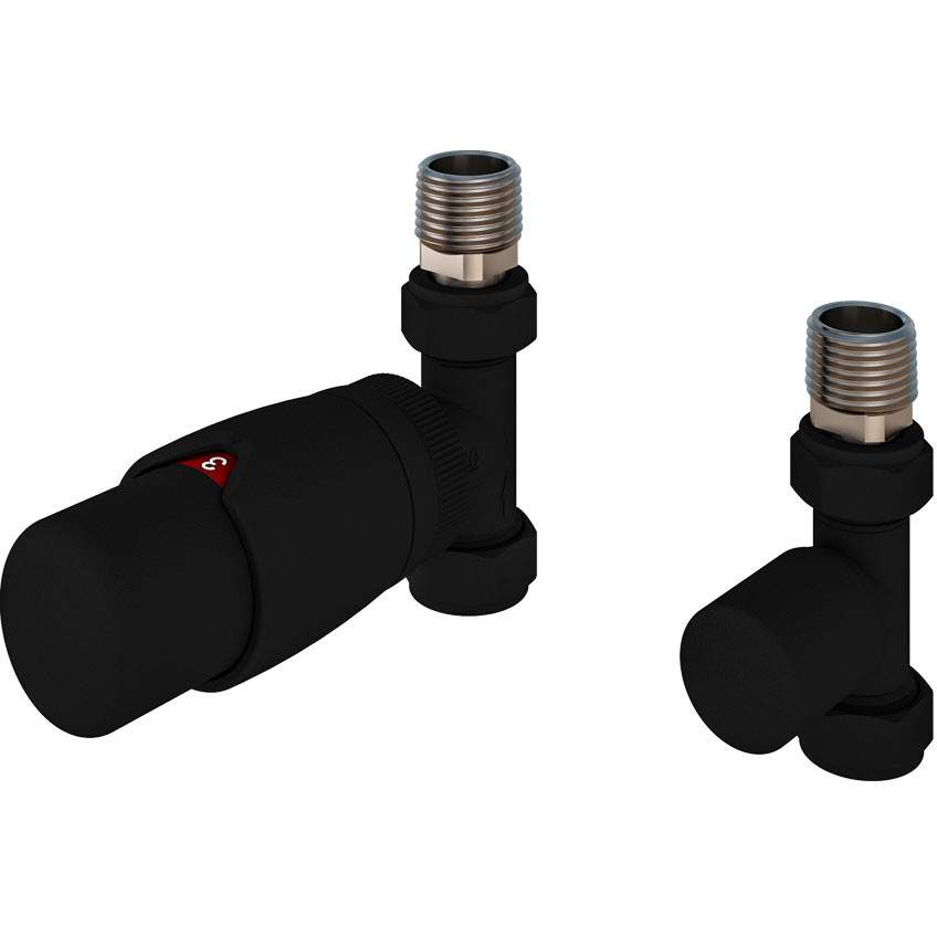 Darlington Angled Designer TRV with Lockshield 15mm Matt Black