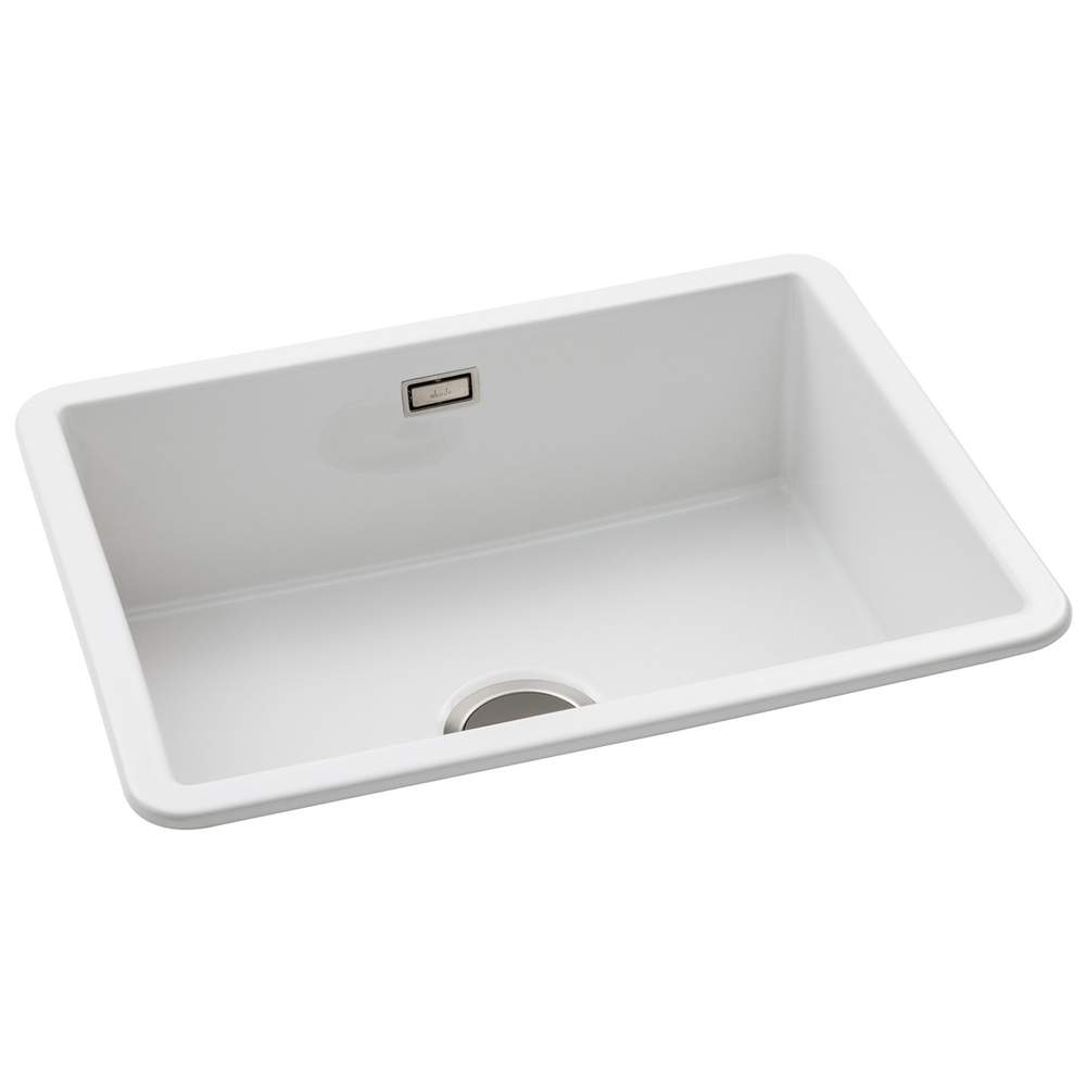 Abode Sandon Large 1 Bowl Ceramic Undermount / Inset Kitchen Sink - White