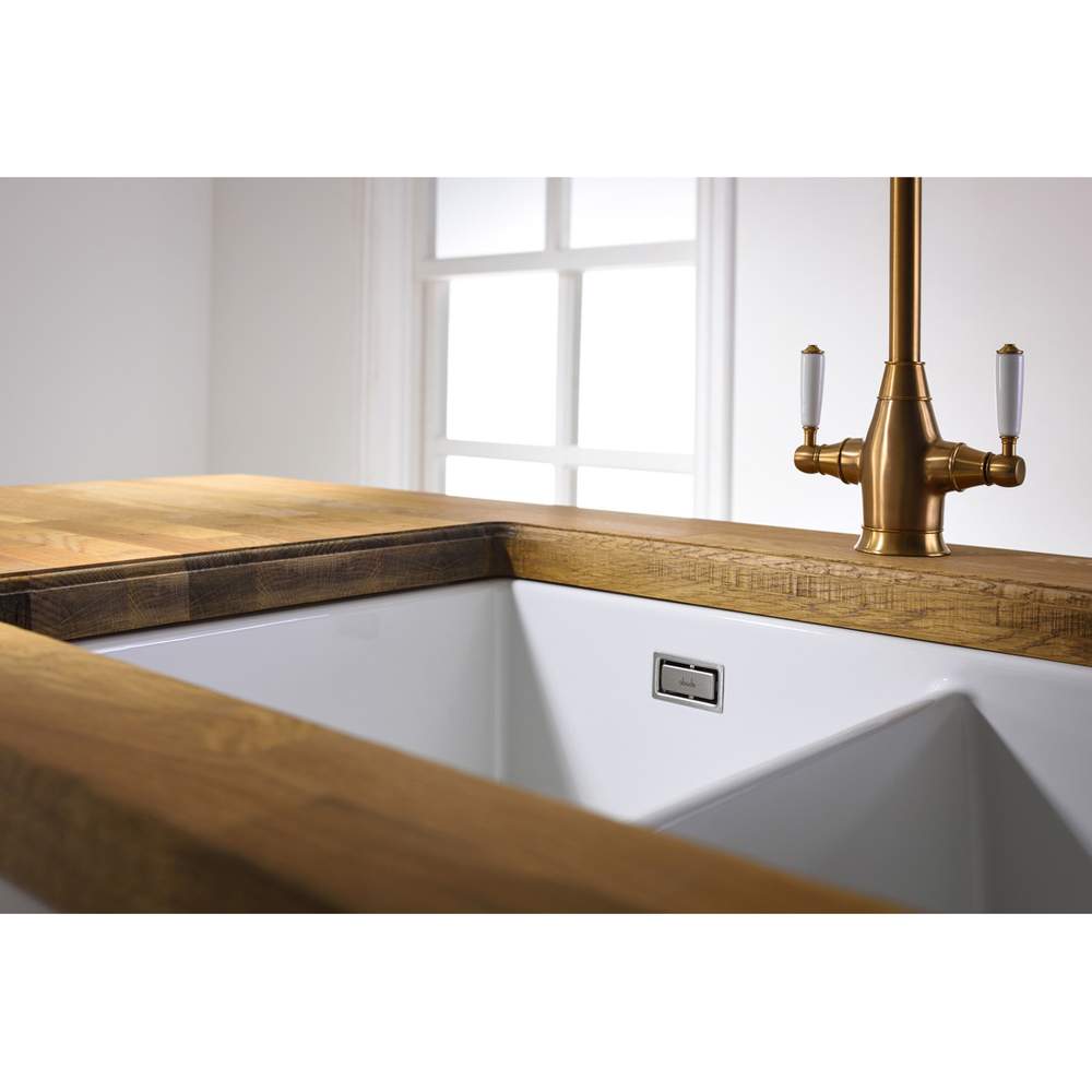Abode Sandon 1.5 Bowl Ceramic Undermount / Inset Kitchen Sink - White
