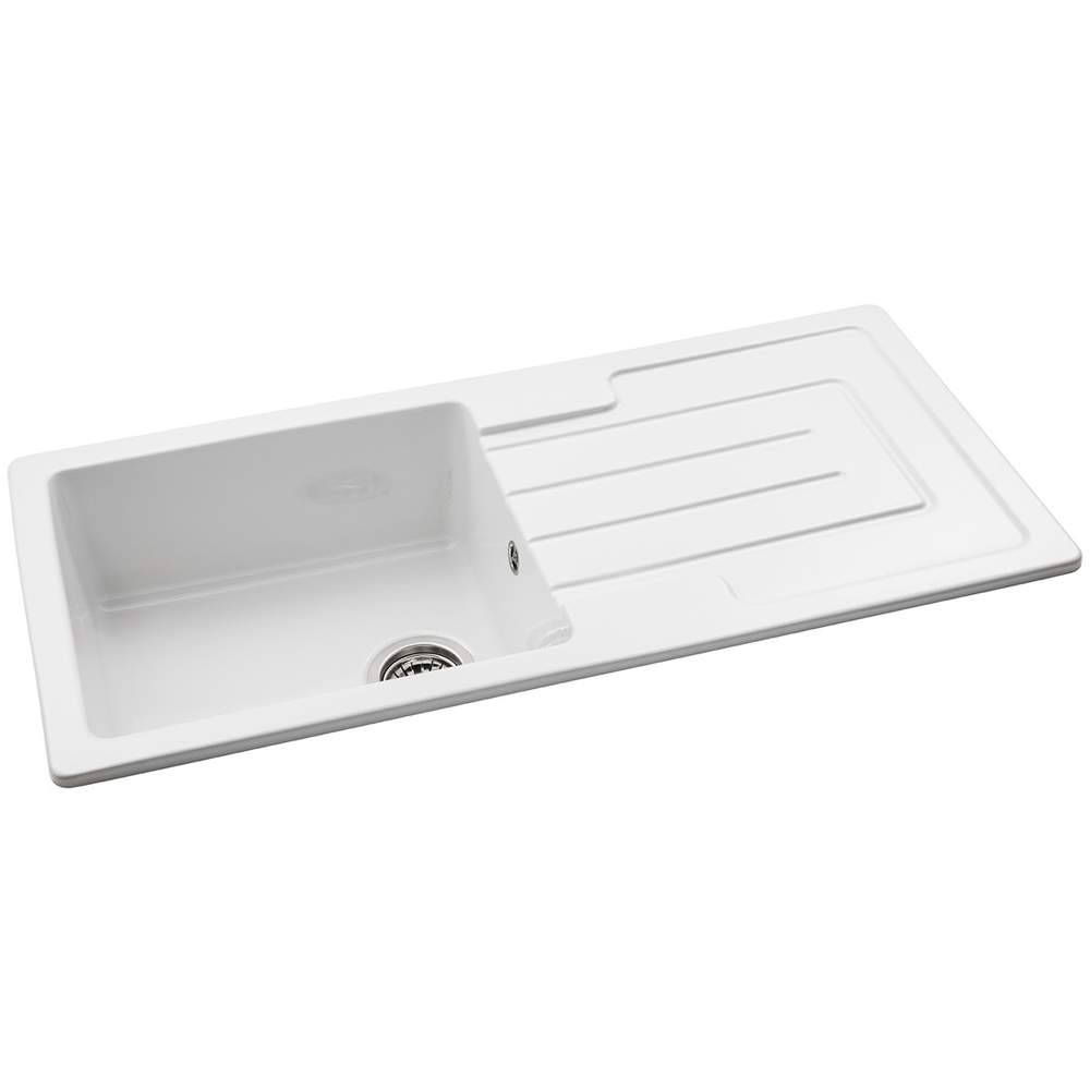 Abode Acton 1 Bowl & Drainer Ceramic Inset Kitchen Sink - White