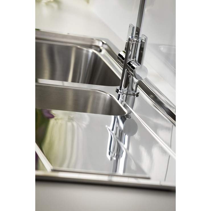 Abode Ixis 1.5 Bowl & Drainer Inset Stainless Steel Kitchen Sink