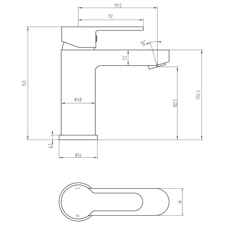 Abacot Mono Basin Mixer with Click Clack - RDBS105723