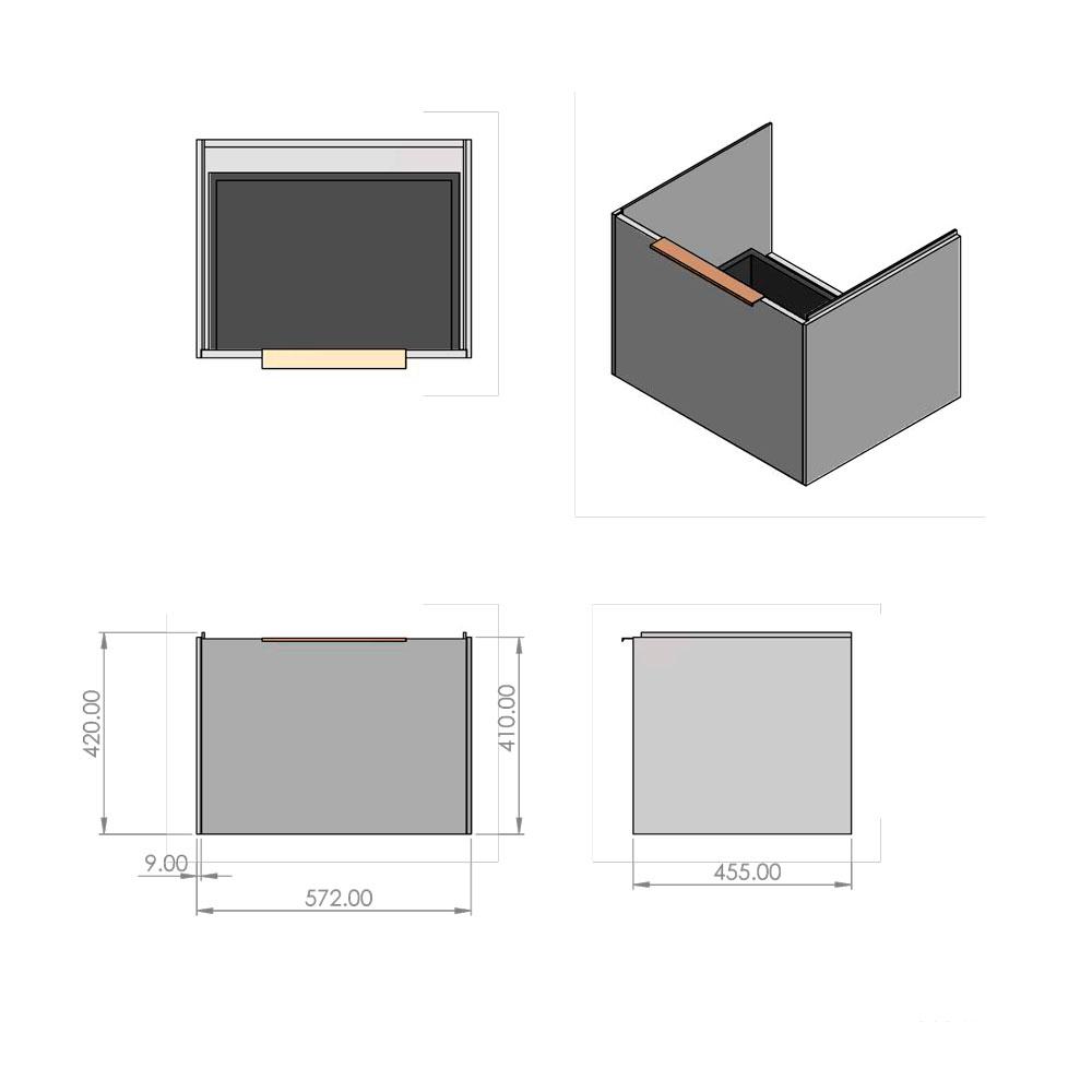 Abacus S3 Concepts Wall Hung Vanity Unit 600mm - Halifax Oak, FNUB-60-6160