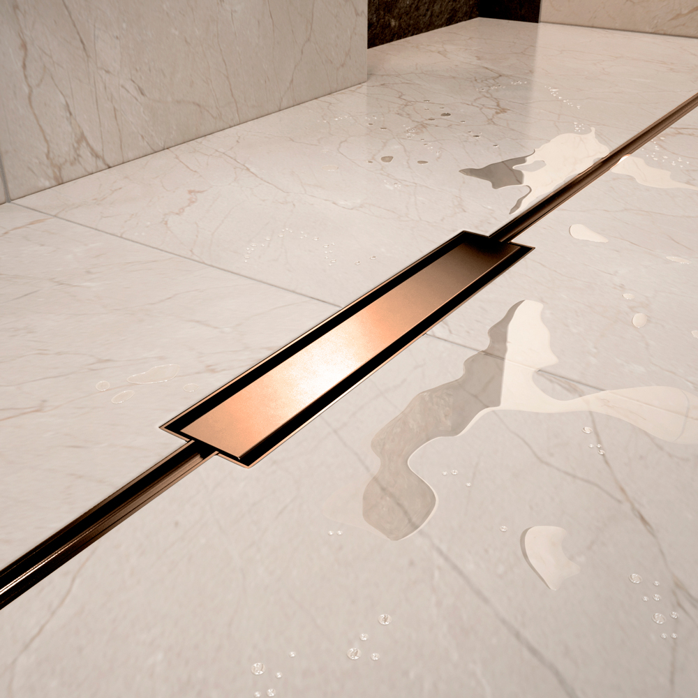 Abacus Level Access Linear Uno Brushed Bronze End Waste Wetroom Kit ...