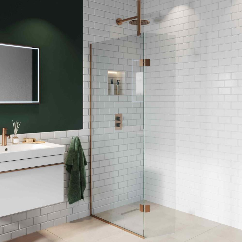 Abacus Bronze Walk-In 900mm Wet Room Screen with 350mm Return Panel ...