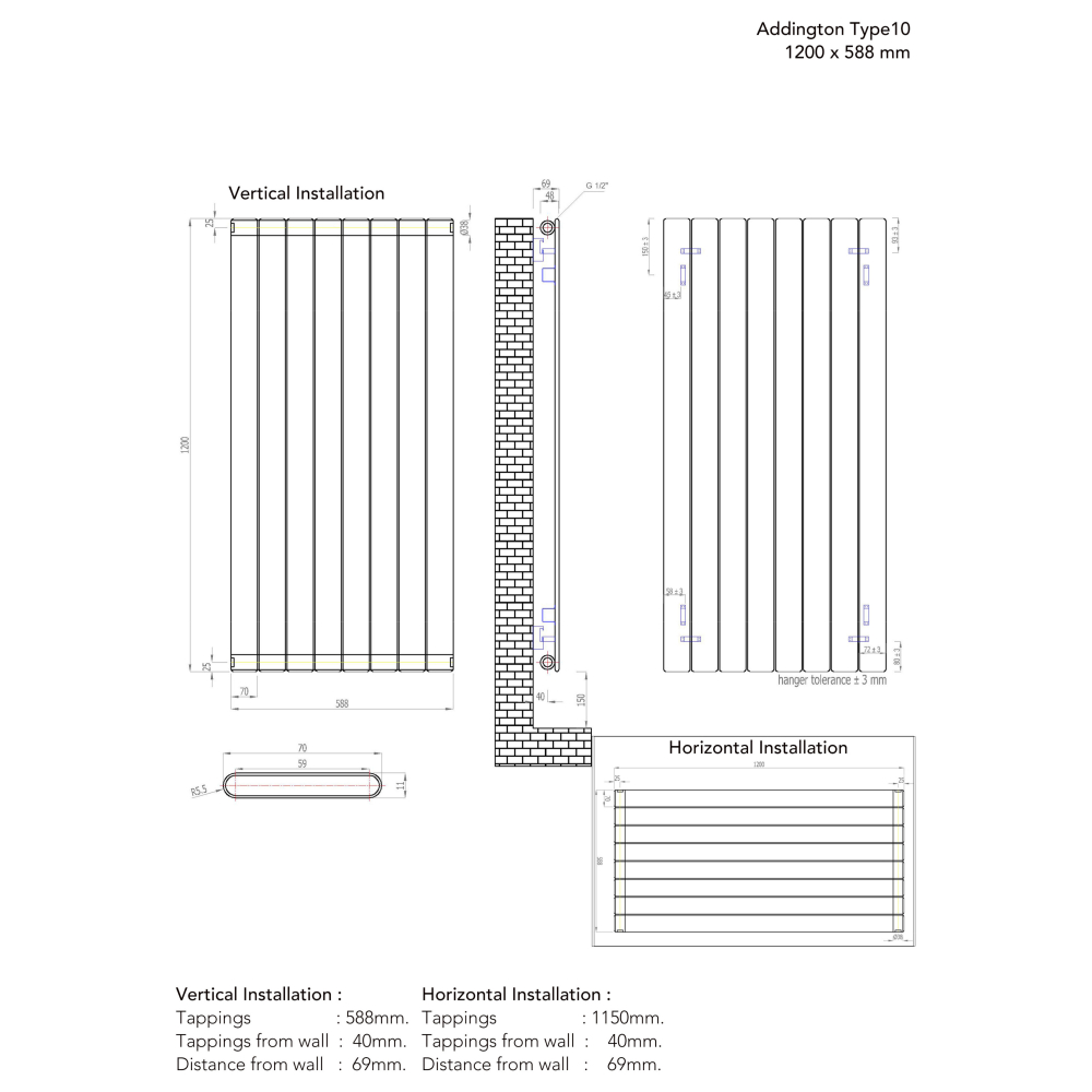 Eastbrook Addington 1200 x 588 Gloss White Type10 Radiator - 91.001 ...