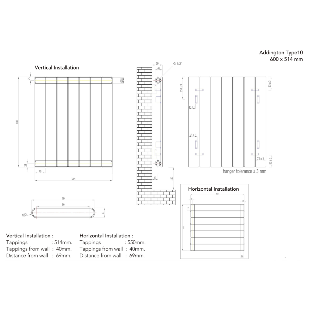 Eastbrook Addington 600 x 514 Gloss White Type10 Radiator - 91.0003 ...