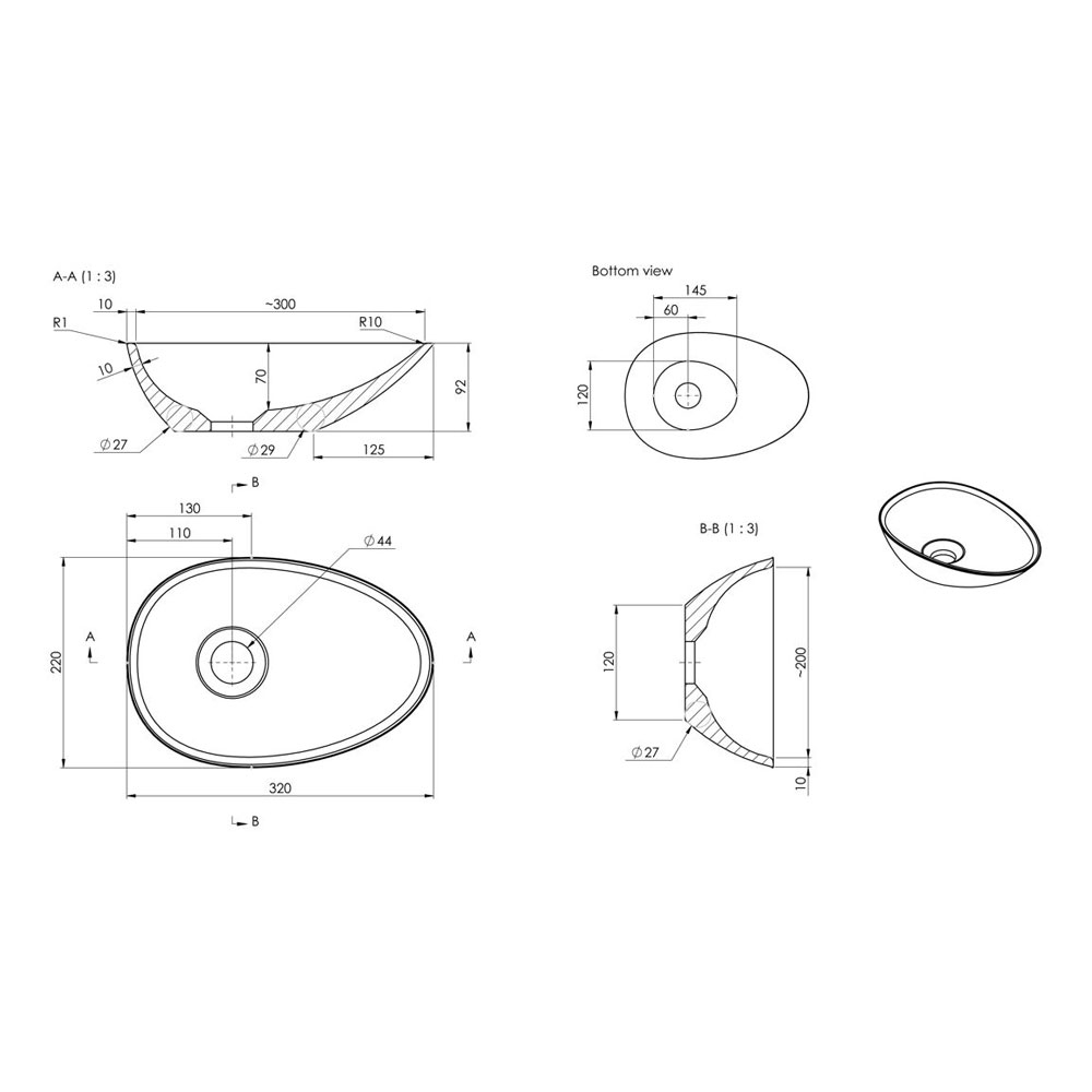 Alabio 320 x 220mm Mini Countertop Basin