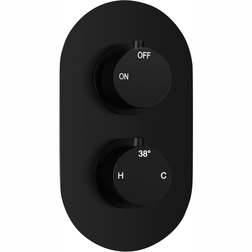 Alabio Round Matt Black Shower Valve with Rainfall Shower Head