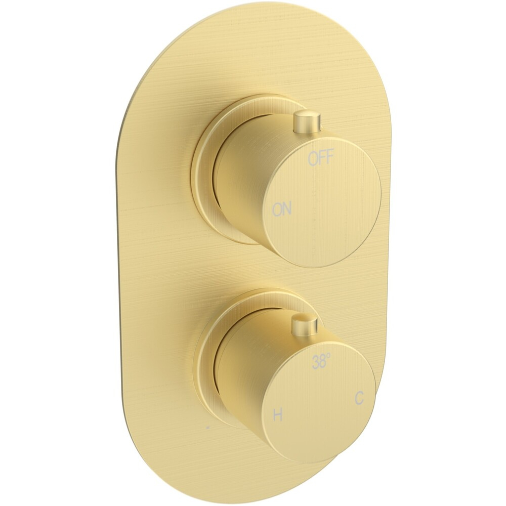 Alabio Round Brushed Brass Shower Valve with Rainfall Shower Head