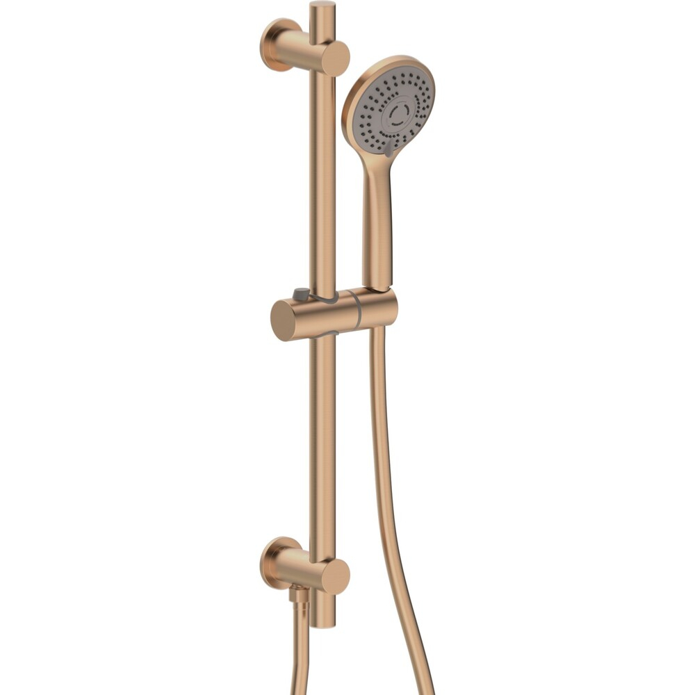 Alabio Round Brushed Bronze Shower Valve with Slider Rail and Overhead ...
