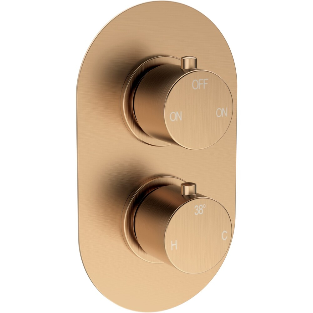Alabio Round Brushed Bronze Shower Valve with Slider Rail and Overhead ...