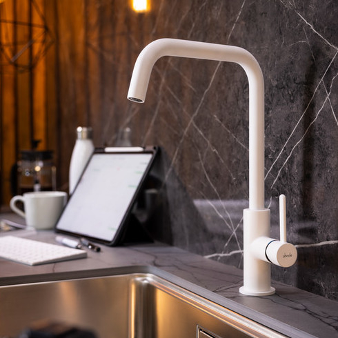 Abode Althia Single Lever Matt White Kitchen Tap