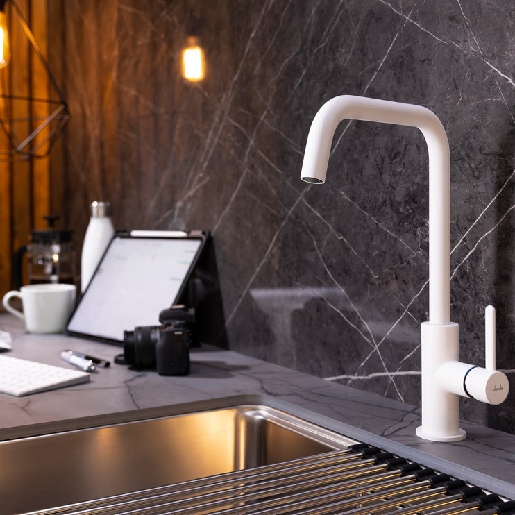 Abode Althia Single Lever Matt White Kitchen Tap