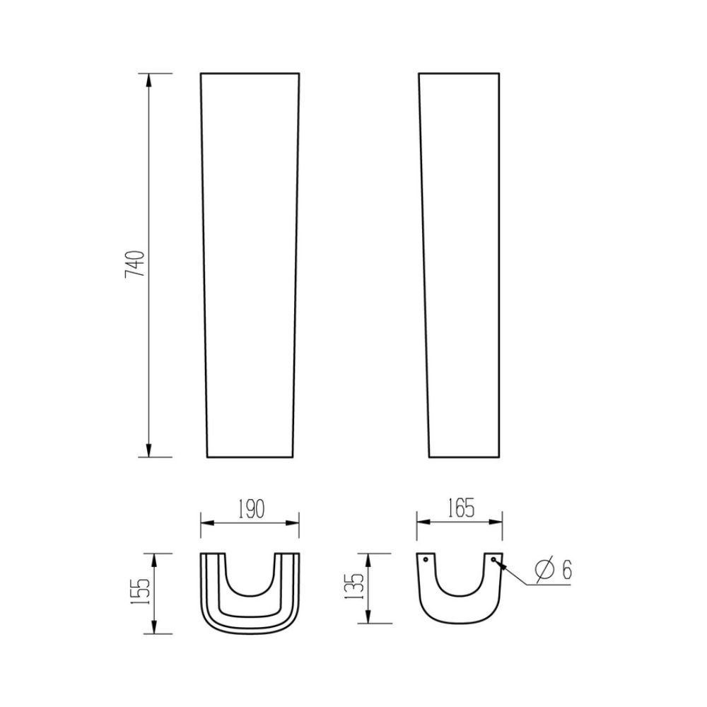 Ankam 600 x 400mm 1 Tap Hole Basin & Full Pedestal - RDBS1809
