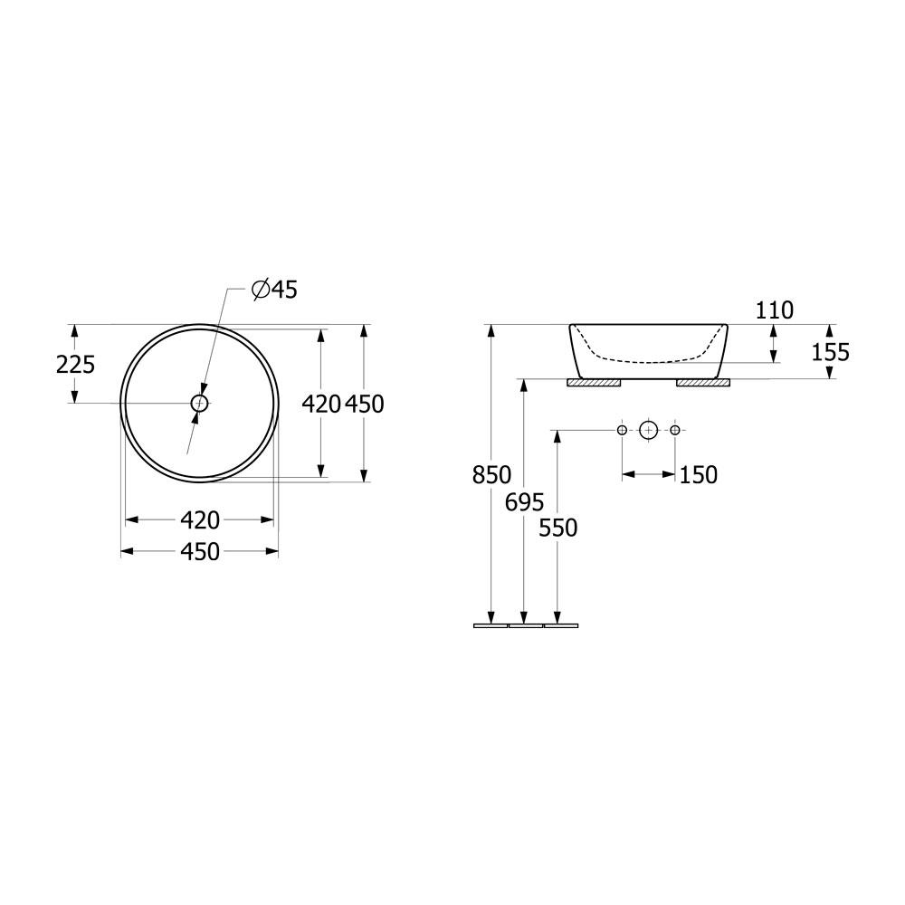 Villeroy & Boch Architectura Round Counter Top Basin 450mm