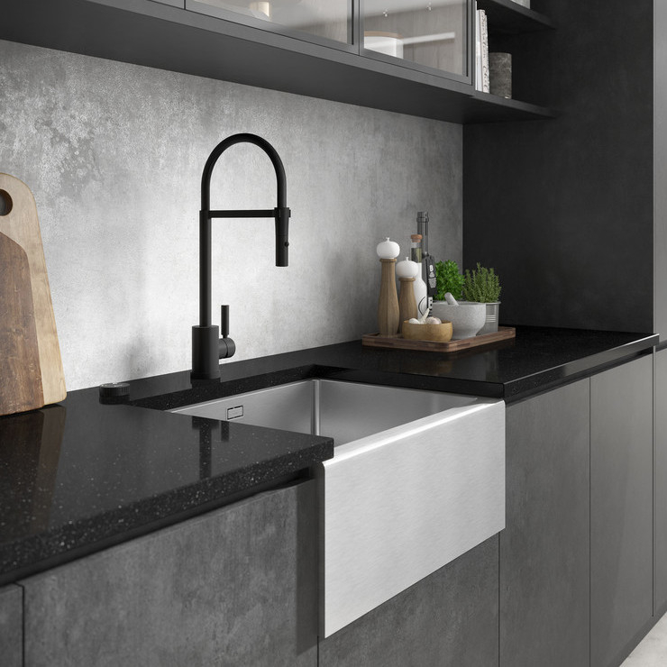 Abode Atlas Professional Matt Black Single Lever Kitchen Tap