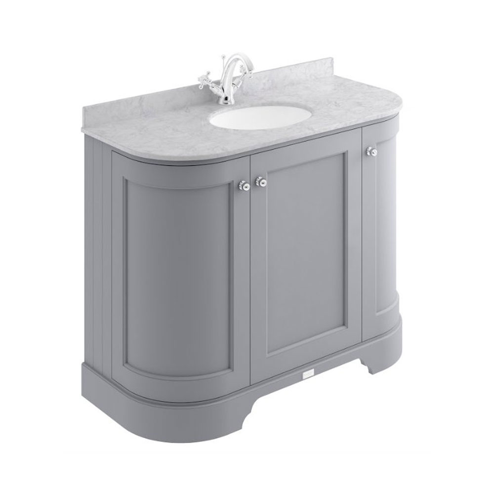 Bayswater Traditional 1000mm 3 Door Plummett Grey Curved Basin Cabinet ...