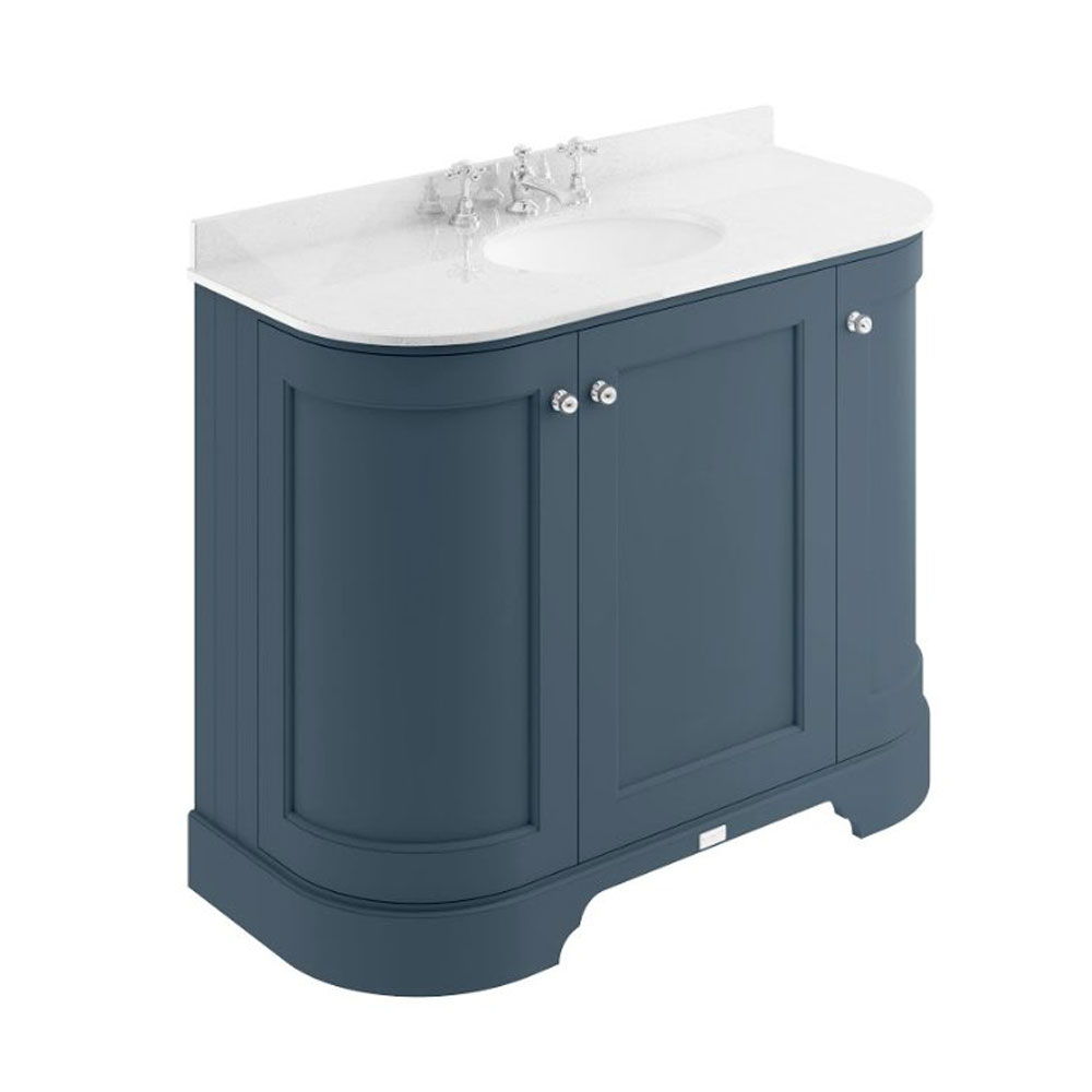 Bayswater Traditional 1000mm 3 Door Stiffkey Blue Curved Basin Cabinet ...