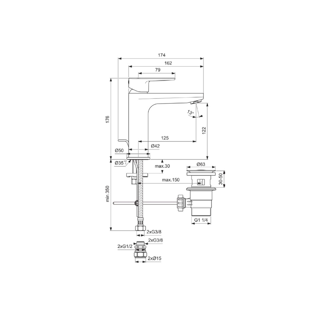 Ideal Standard Cerafine O Single Lever Basin Mixer with pop-up waste