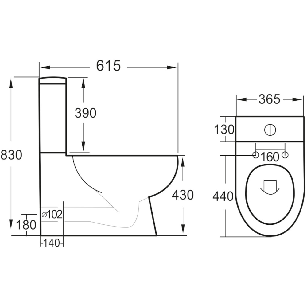 Scudo Belini Closed Back Rimless Close Coupled Toilet