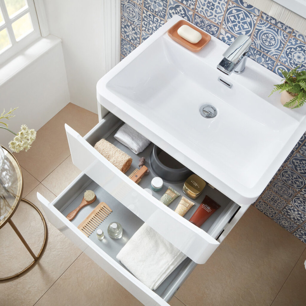 Scudo Bella 500 Gloss White Wall Hung Vanity Unit