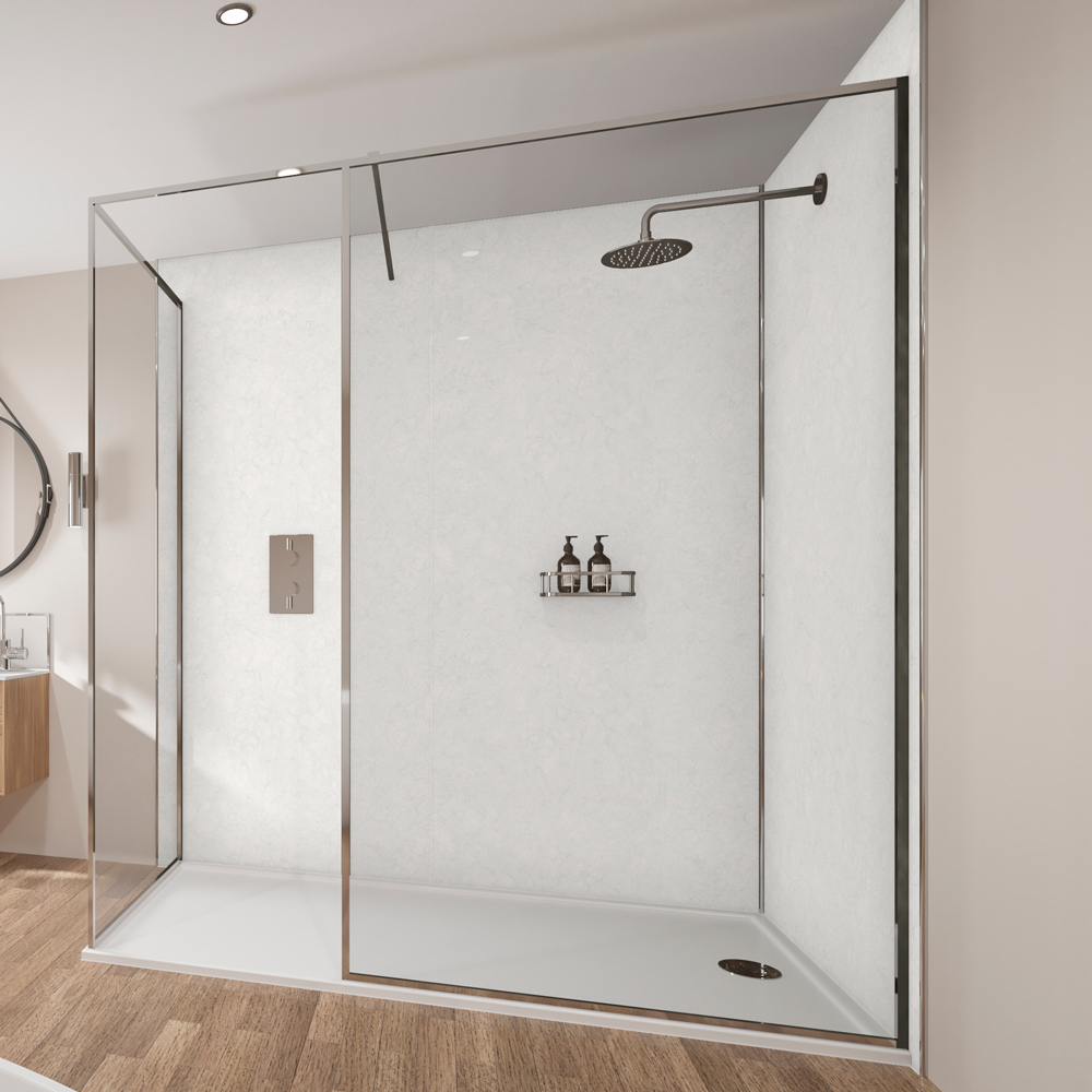 Mermaid Bianco Marble Shower Panel, Mermaid Timeless Trade