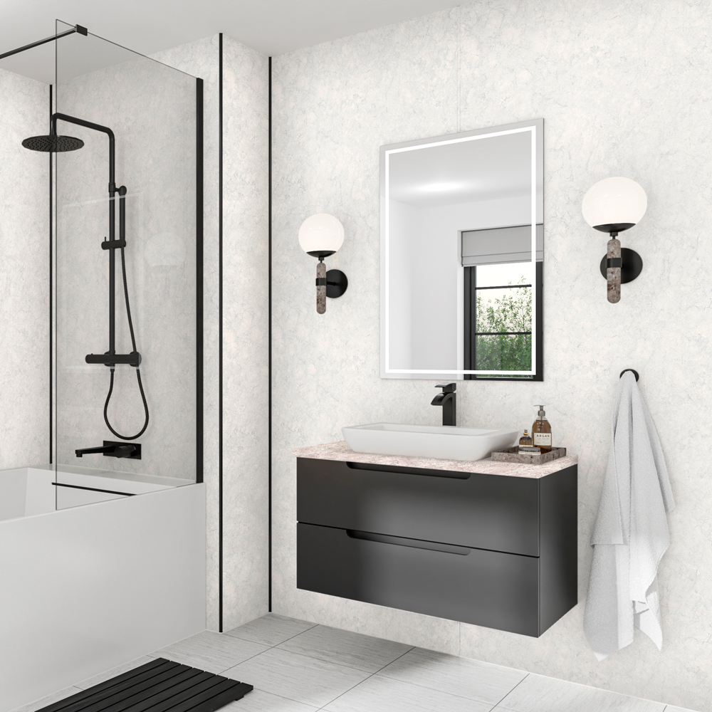 Mermaid Bianco Marble Shower Panel, Mermaid Timeless Trade