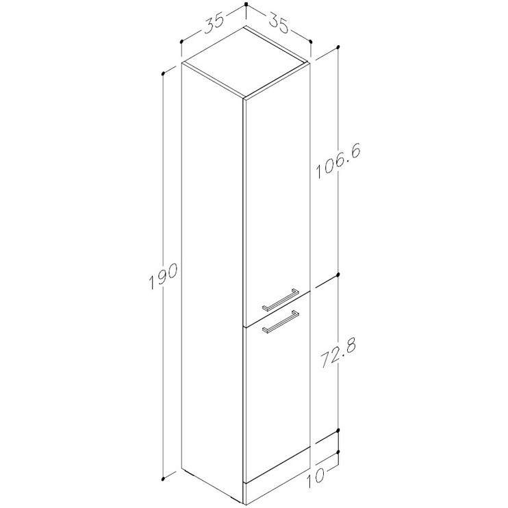 Brace 350mm Grey Gloss Floor Standing 2 Door Tall Unit - RDBS103604