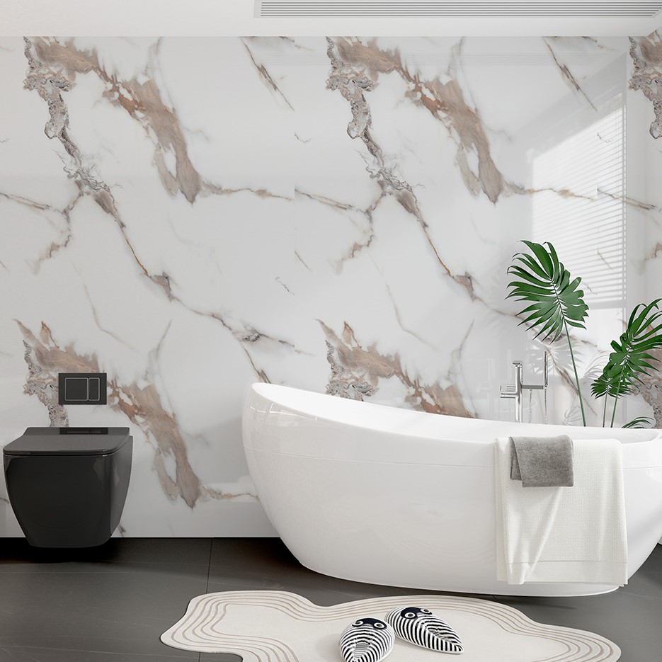 Megaboard Bronze Carrara Super Matt 1m Wide PVC Bathroom Shower Wall ...
