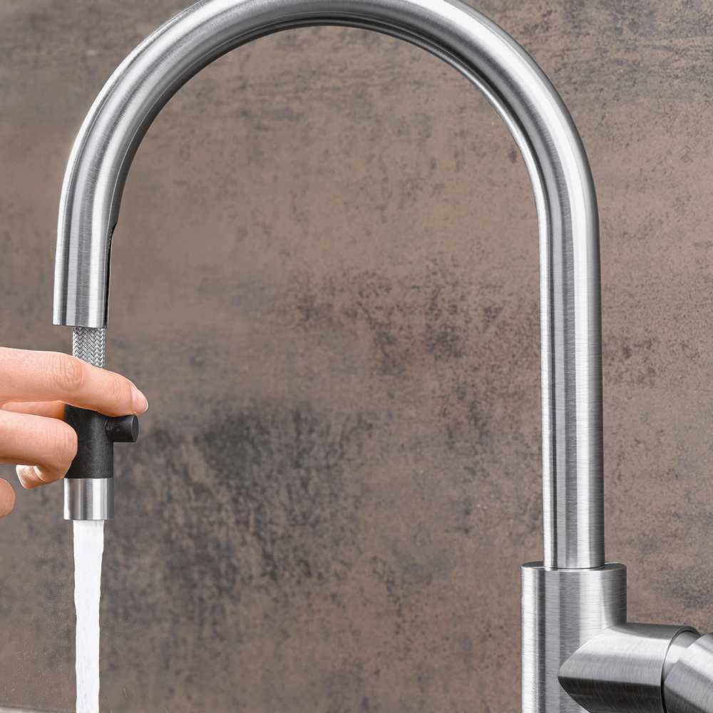 Blanco Candor - S Brushed Steel Pull Out Kitchen Tap