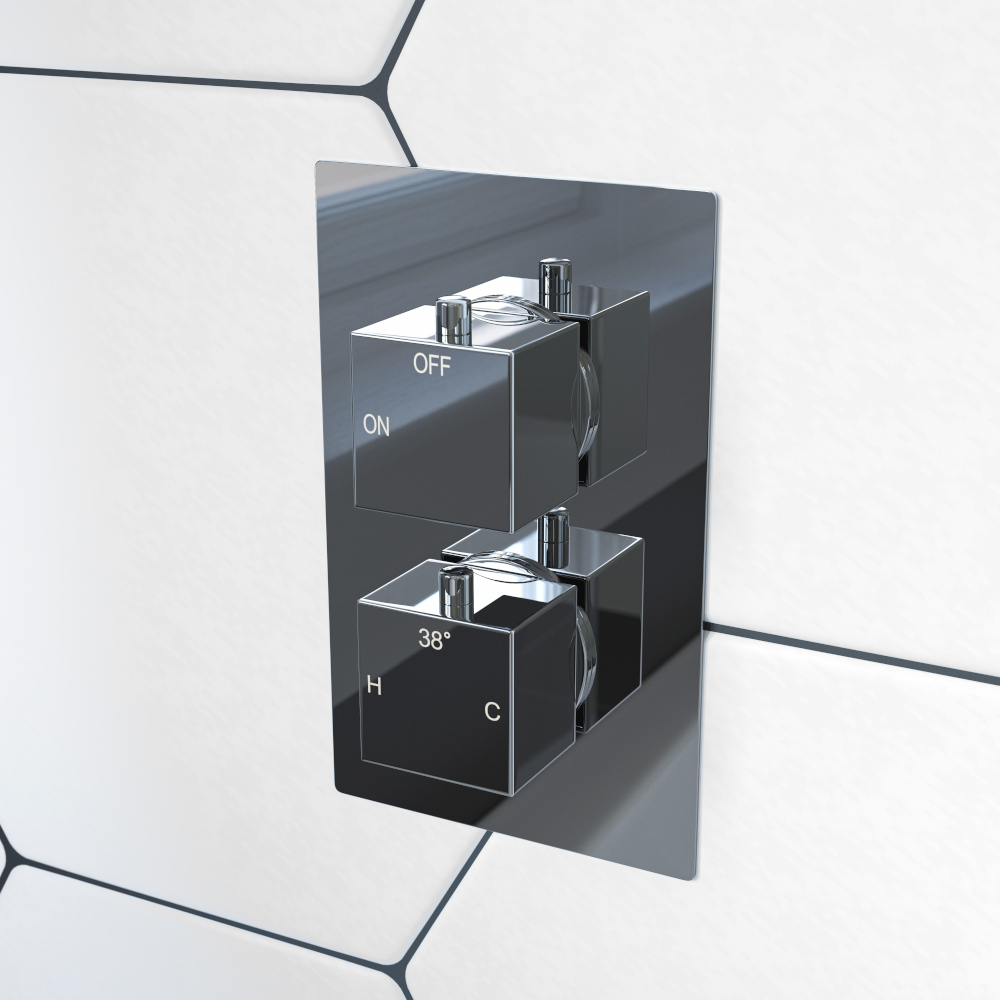 Challans Chrome Square Shower Valve and Riser Pack