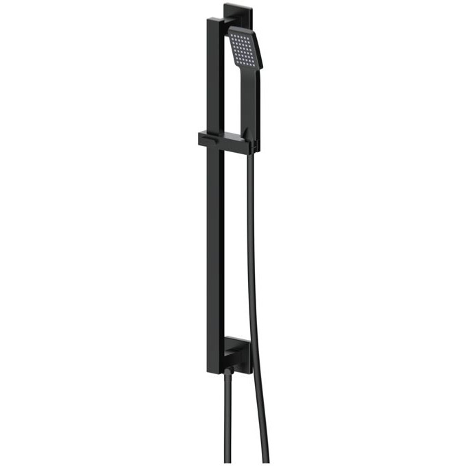 Challans Matt Black Shower Valve with Slider Rail and Overhead Rain Shower