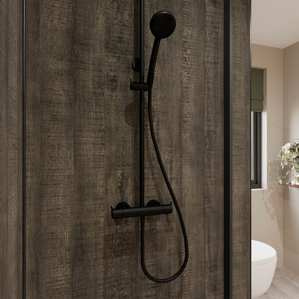 Mermaid Charred Elm Shower Panel, Mermaid Timeless Trade