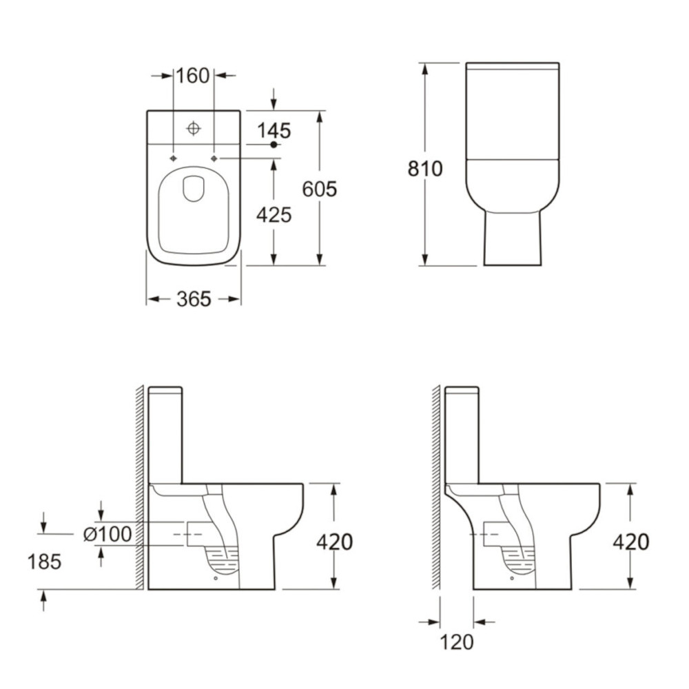 Scudo Choices Open Back Close Coupled Short Projection Toilet